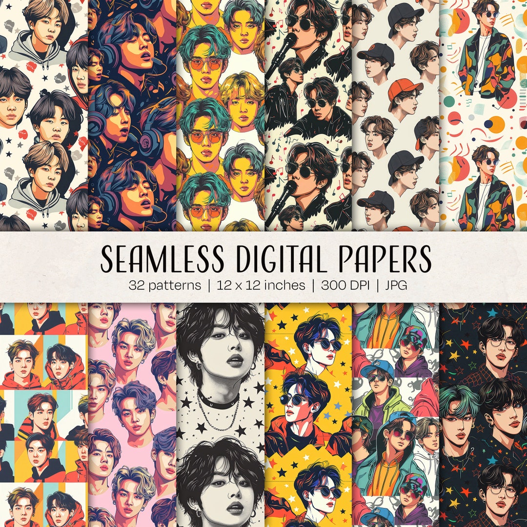 Kpop Background Pattern, Seamless K-pop Pattern, Korean Boy Band, Korea ...