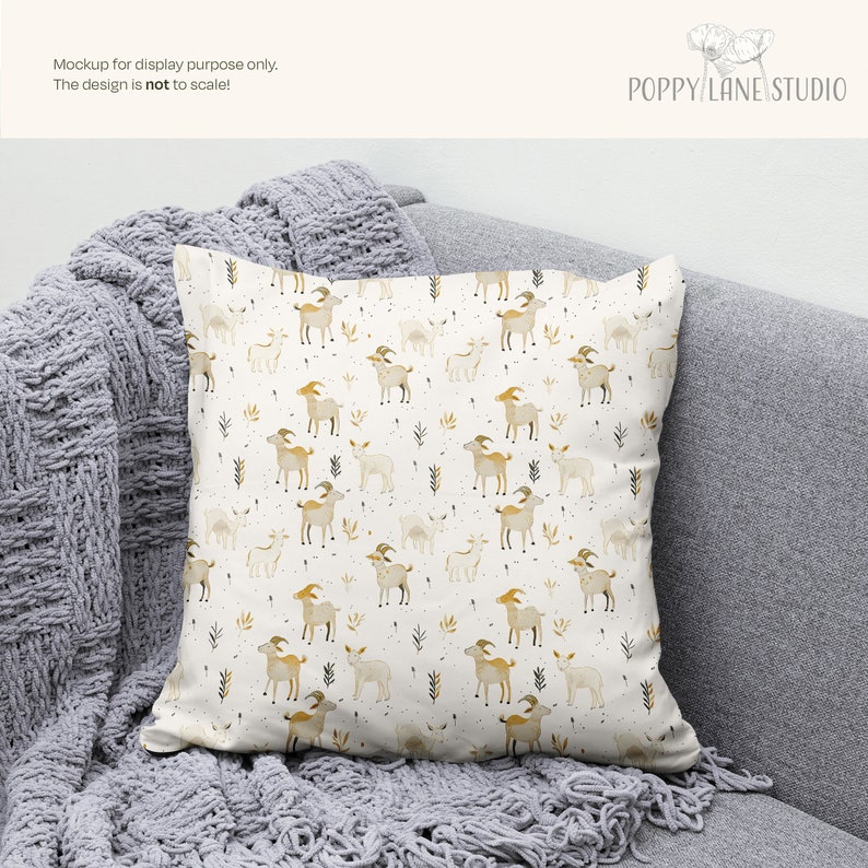 Seamless Goat Pattern, Cute Goat Pattern, Seamless Goat Background ...