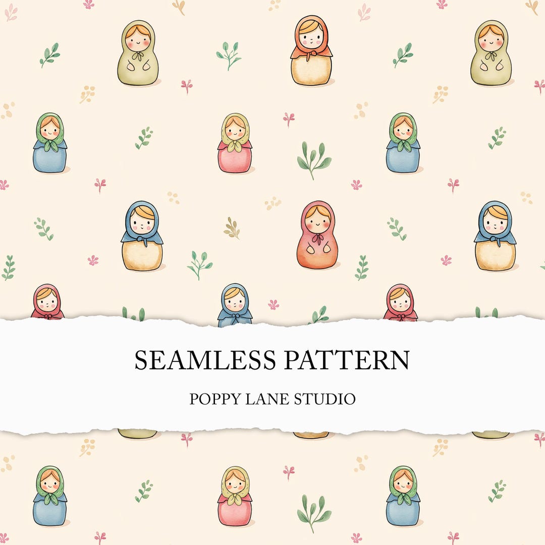 Matryoshka Doll Seamless Pattern, Cute Babushka Doll Background, Kids ...