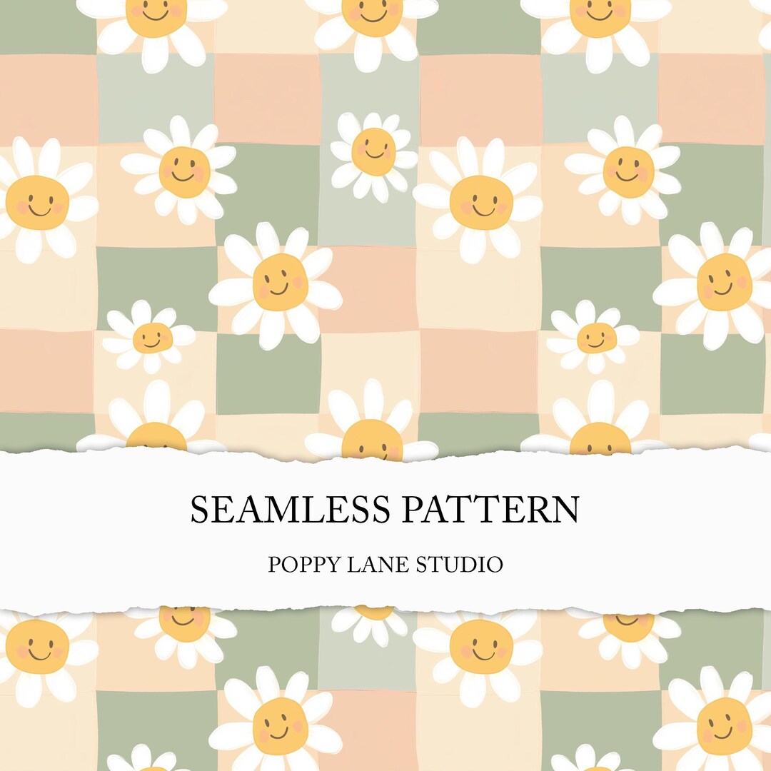 Seamless Retro Daisy Pattern, Retro Baby Background, Retro Nursery ...