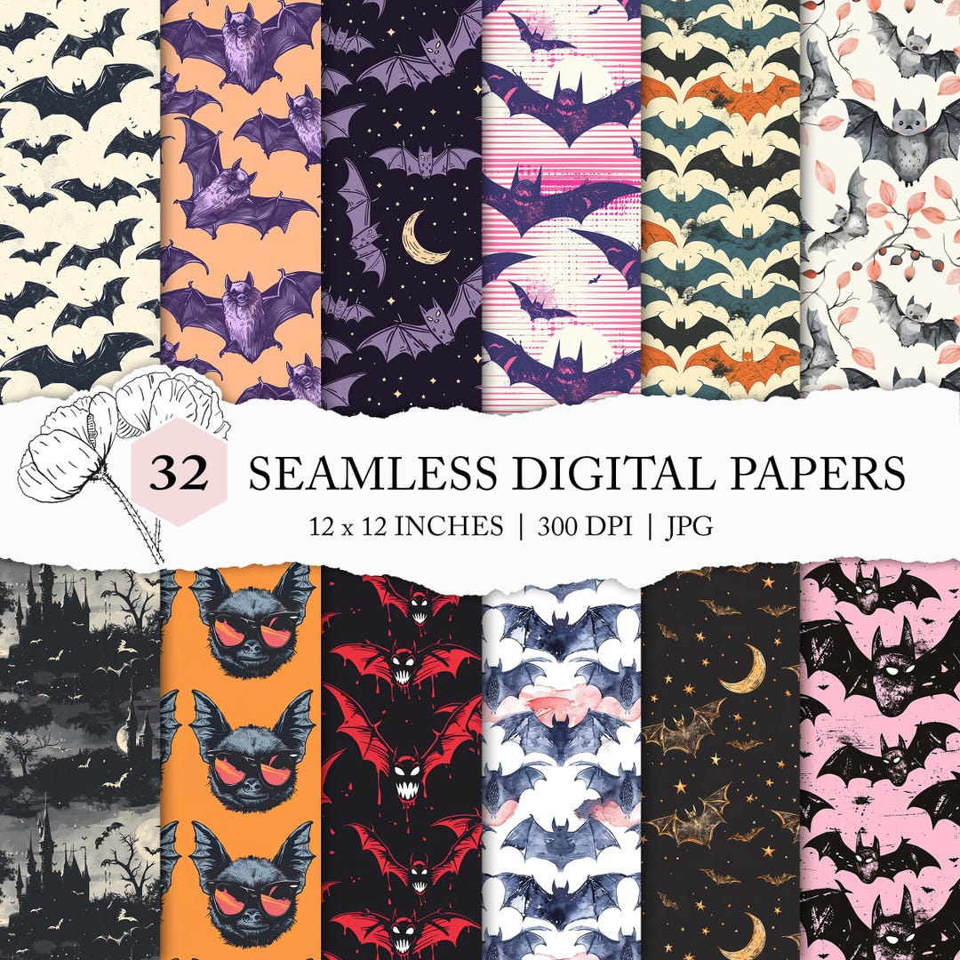 Repeating Bat Background, Seamless Bat Pattern, Bat Seamless Digital ...