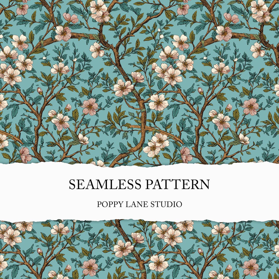 Seamless Spring Tree Pattern, Floral Tree Background, Blooming Tree ...