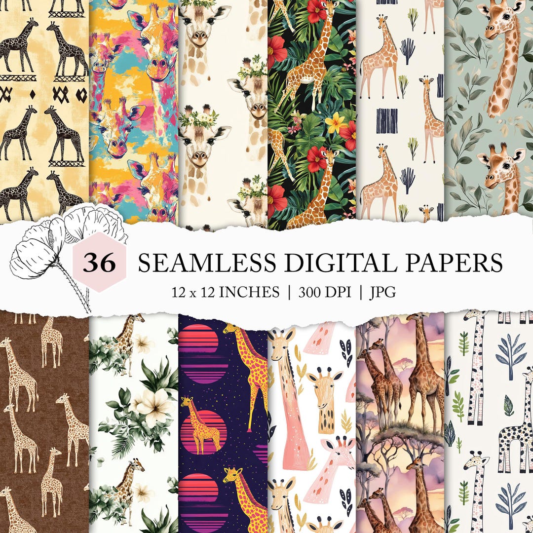 Giraffe Seamless Pattern, Giraffe Digital Background, African Animal ...