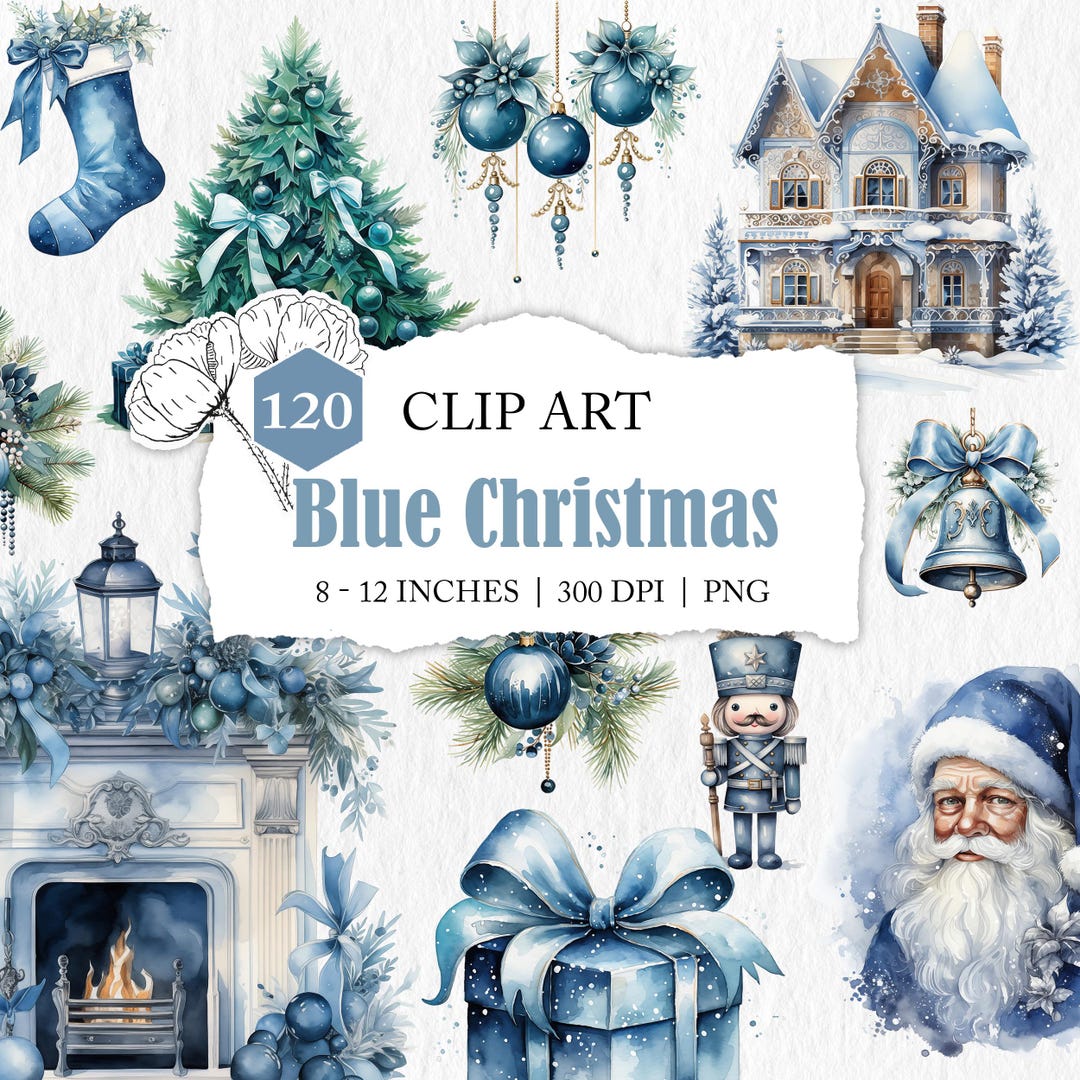 Blue Christmas Clip Art, Blue Xmas Graphics, Transparent Background ...