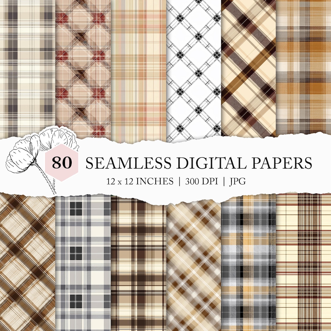 Neutral Coloured Plaid Seamless Pattern, Brown Plaid Background, Beige ...