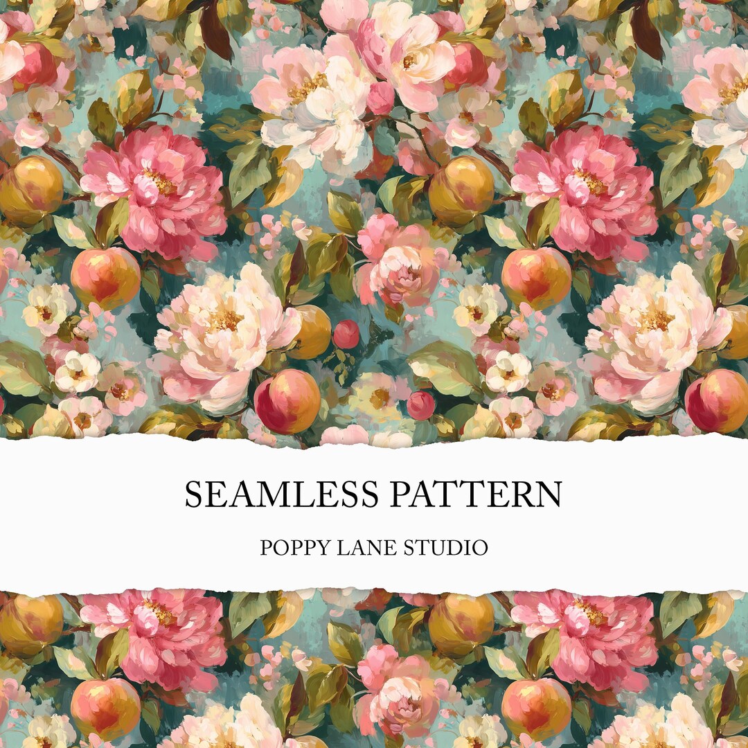 Peach Floral Seamless Pattern, Artistic Floral Background, Abstract ...