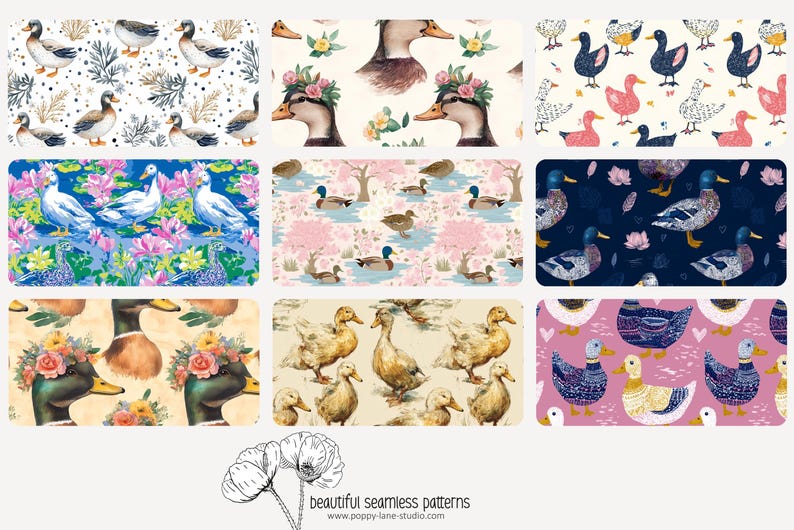 Duck Seamless Pattern, Duck Digital Paper, Seamless Bird Pattern ...