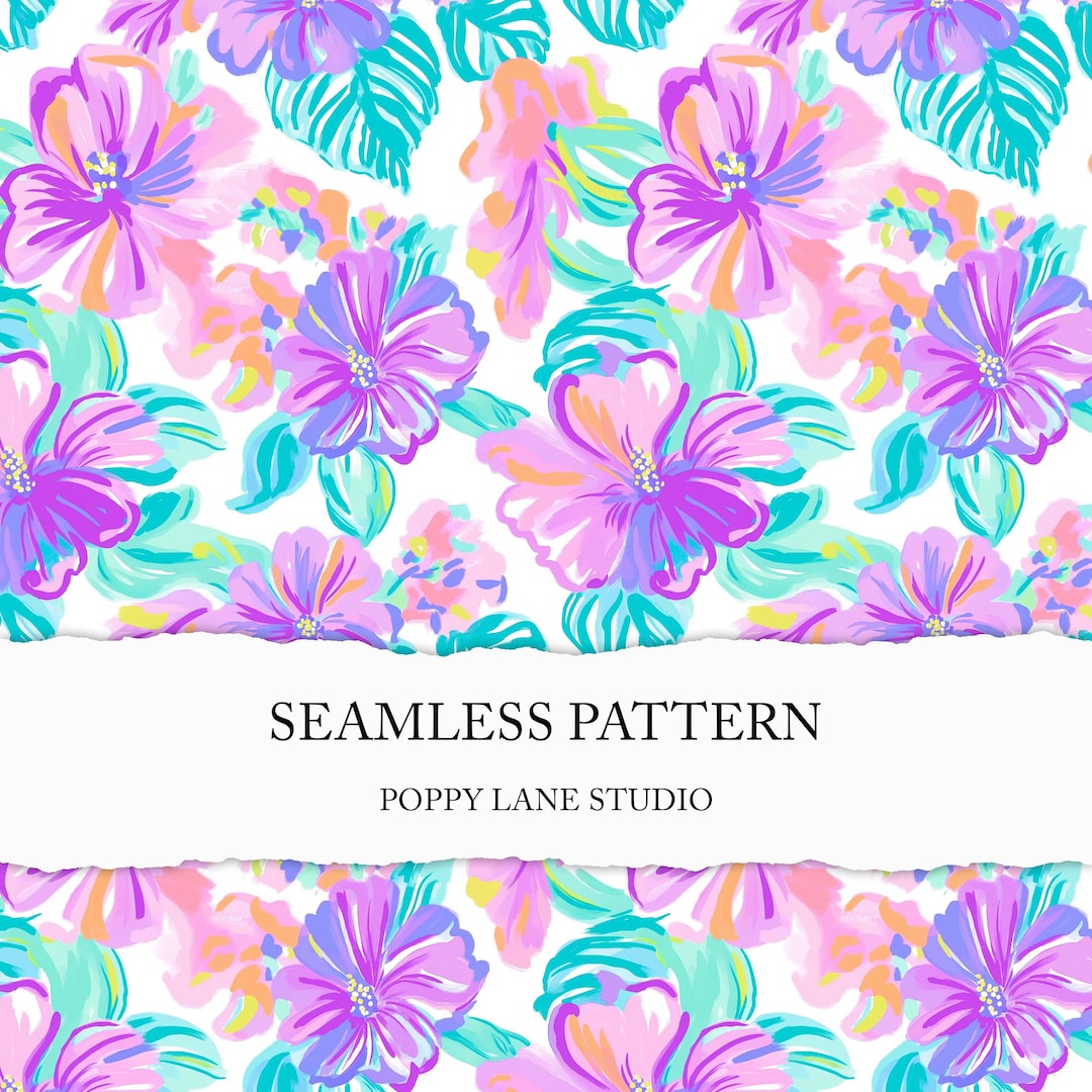 Preppy Hibiscus Print, Hawaiian Seamless Pattern, Seamless Hibiscus ...