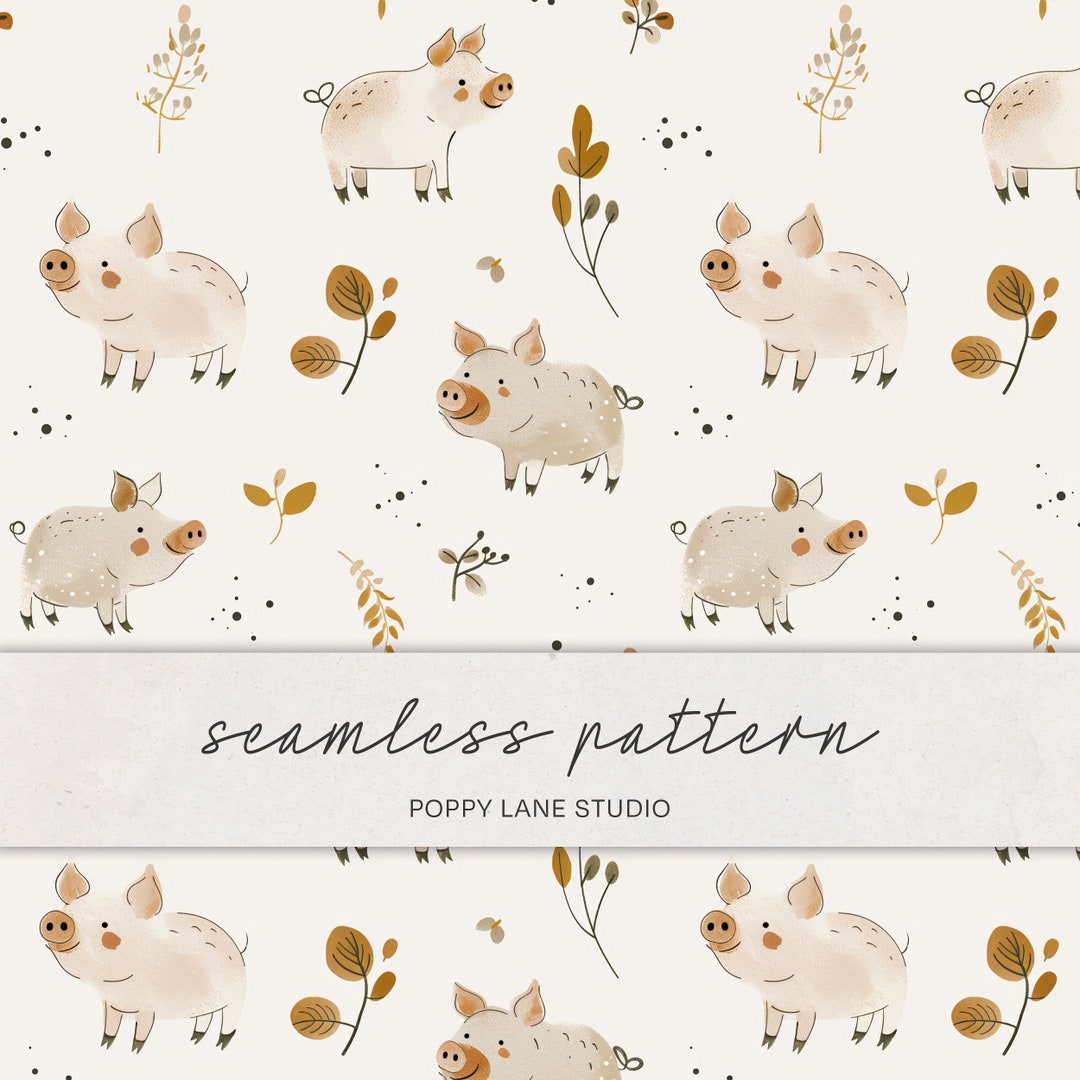 Minimalistic Pig Background, Seamless Pig Pattern, Cute Pig Pattern ...