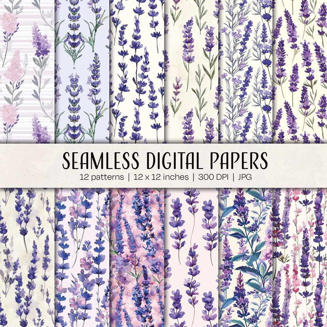 Lavender Pattern, Lavender Digital Paper, Lilac Lavender Flower Design ...