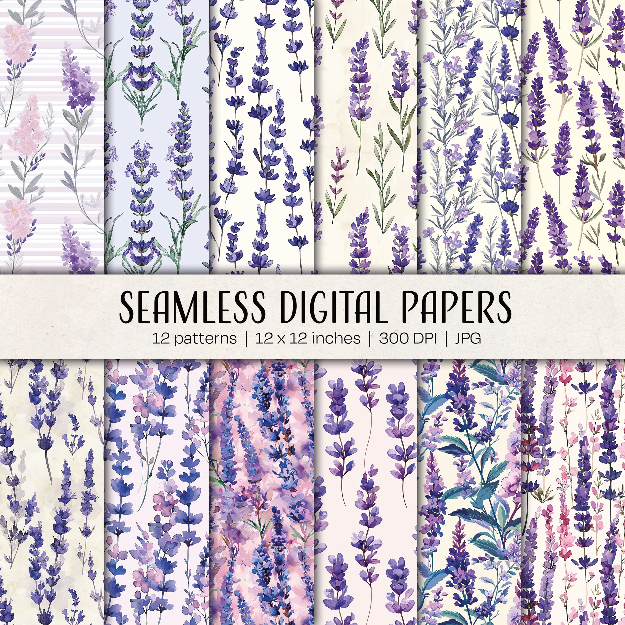 Lavender Pattern, Lavender Digital Paper, Lilac Lavender Flower Design ...