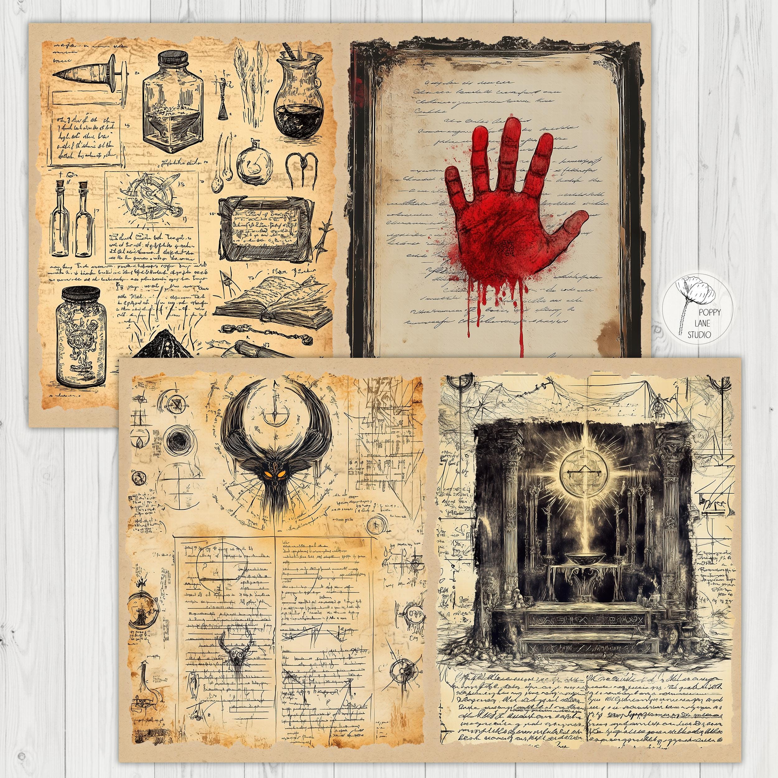 Occult Pages, Satanism Junk Journal, Occult Digital Paper, Black Magic ...