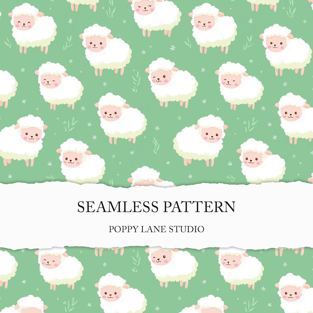 Sheep Seamless Pattern, Cute Sheep Background, Farm Animals Paper ...