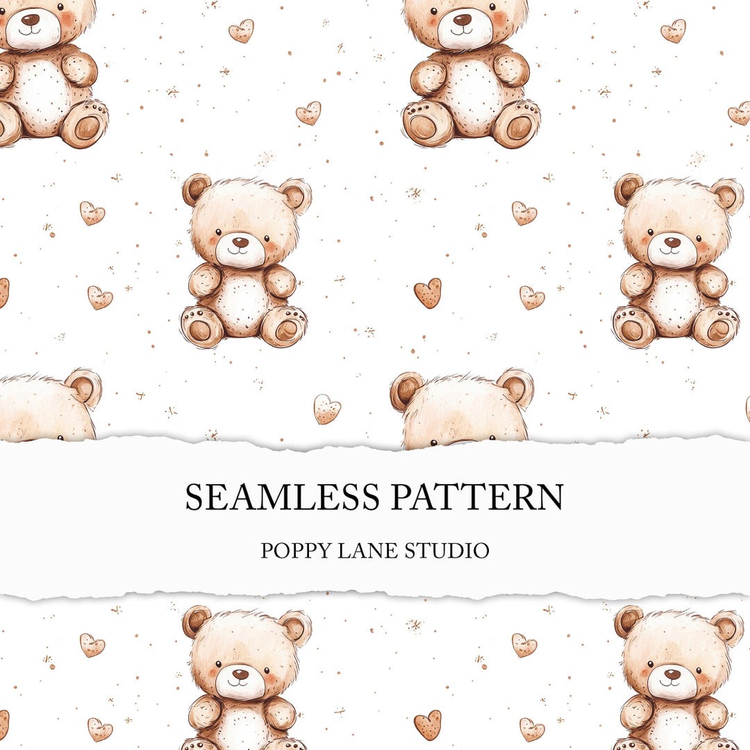 Neutral Coloured Baby Bear Pattern, Cute Brown Bear Background ...