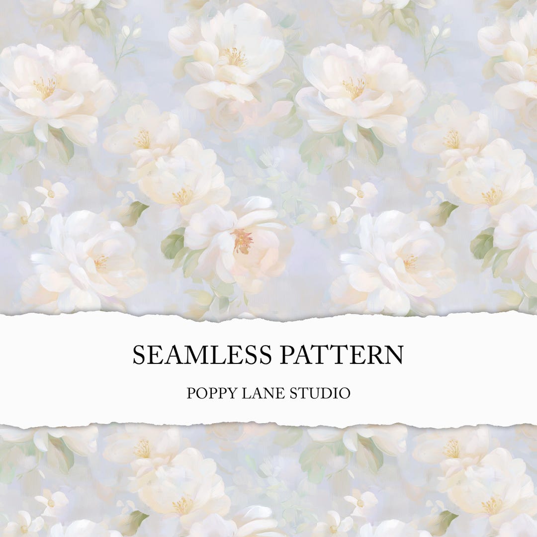 Seamless Wedding Pattern, Delicate White Floral Background, Printable ...