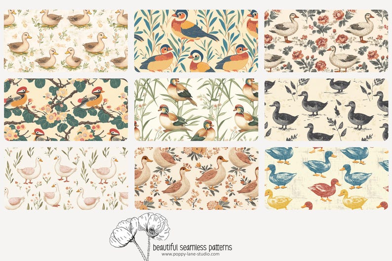 Duck Seamless Pattern, Duck Digital Paper, Seamless Bird Pattern ...