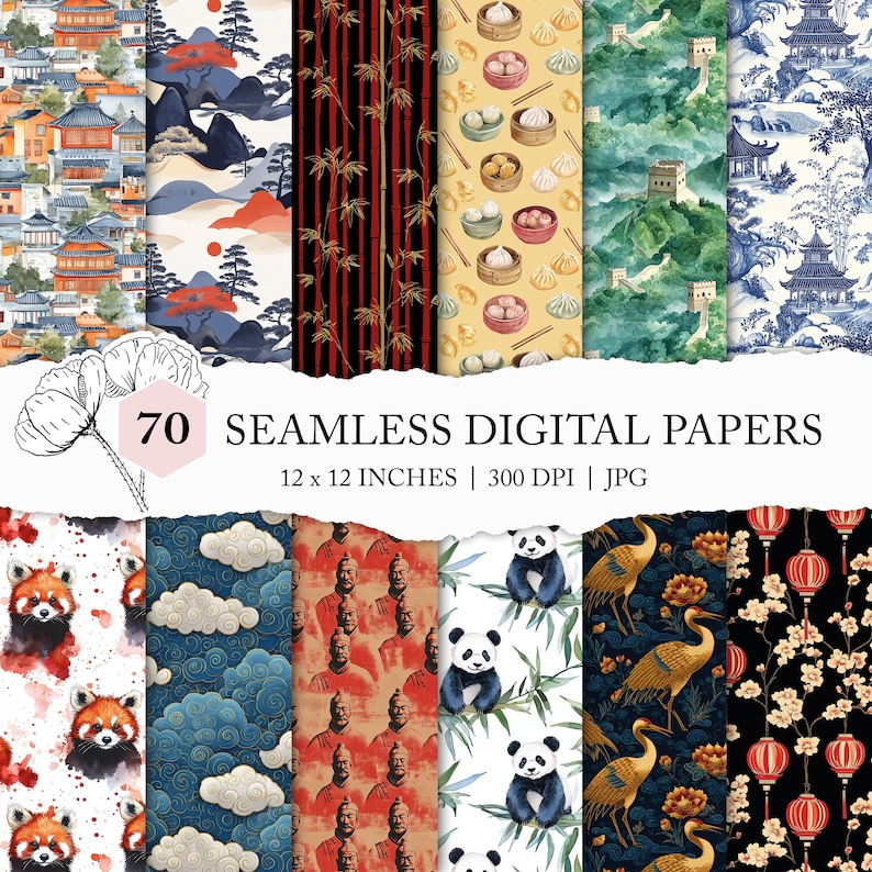 China digital paper, assorted Chinese backgrounds, seamless China ...