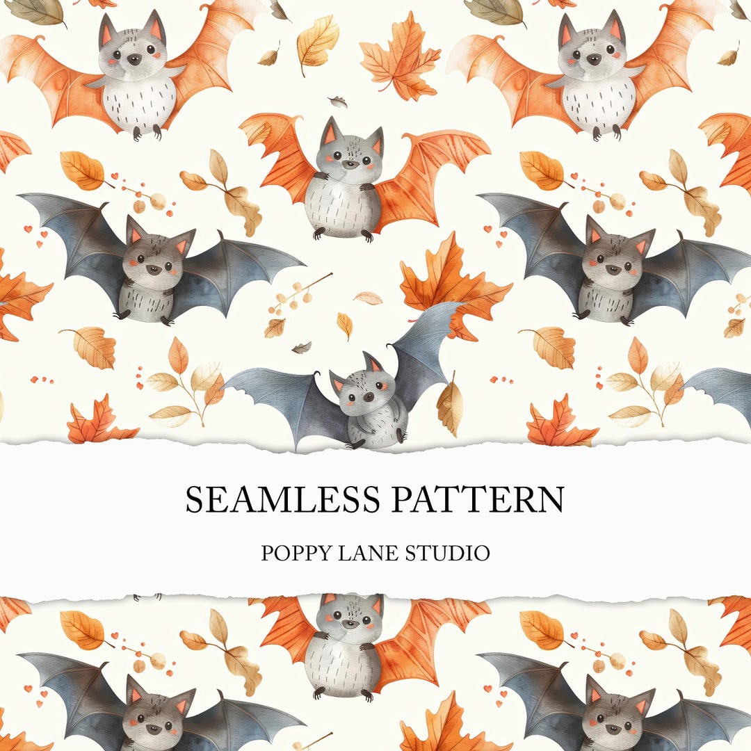 Watercolour Bat Seamless Pattern, Cute Bat Background, Fall Pattern ...