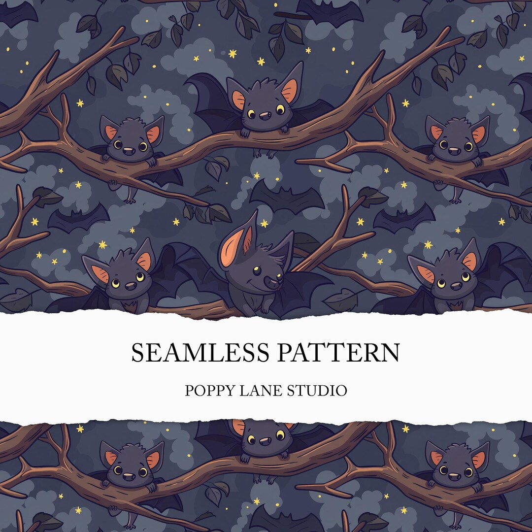 Kawaii Bats Background, Cute Black Bat Pattern, Halloween Background ...