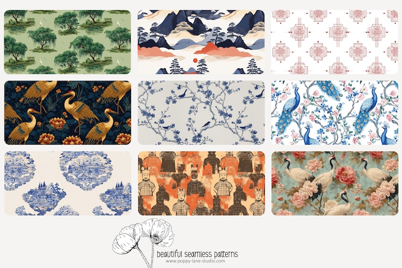 China digital paper, assorted Chinese backgrounds, seamless China ...