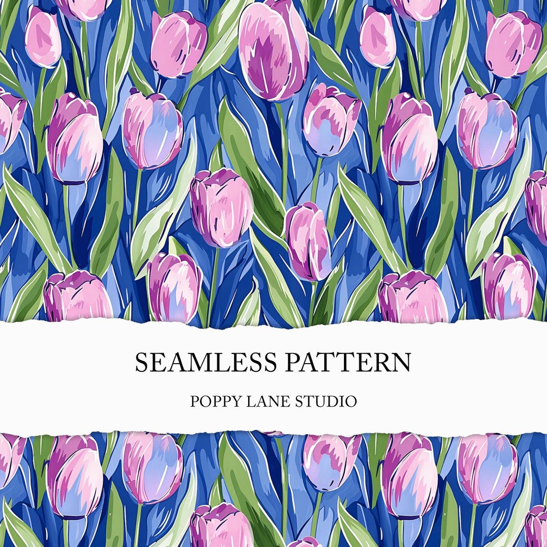 Purple Tulip Background, Seamless Purple Floral Pattern, Seamless Tulip ...