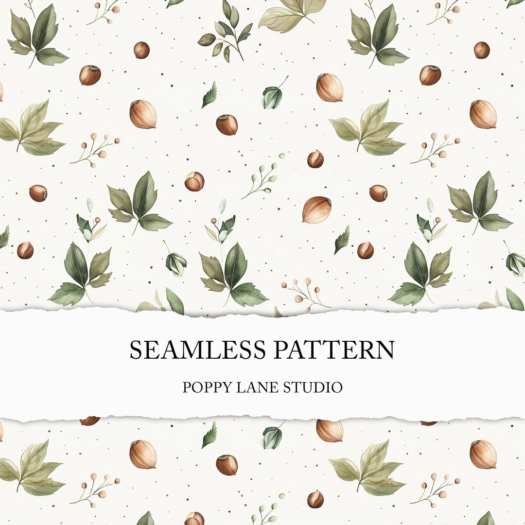 Cute Hazelnut Background, Seamless Hazelnut Pattern, Soft Watercolour ...