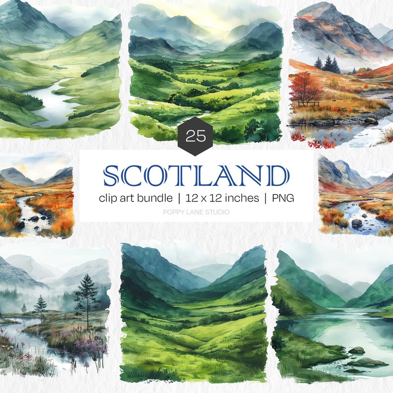 Scotland Clip Art, Watercolour Landscape, PNG Images, Scotland Clipart ...