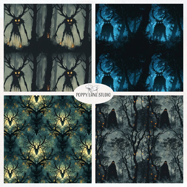 Wendigo Pattern, Wendigo Digital Paper, Haunted Forest Woods Creepy ...