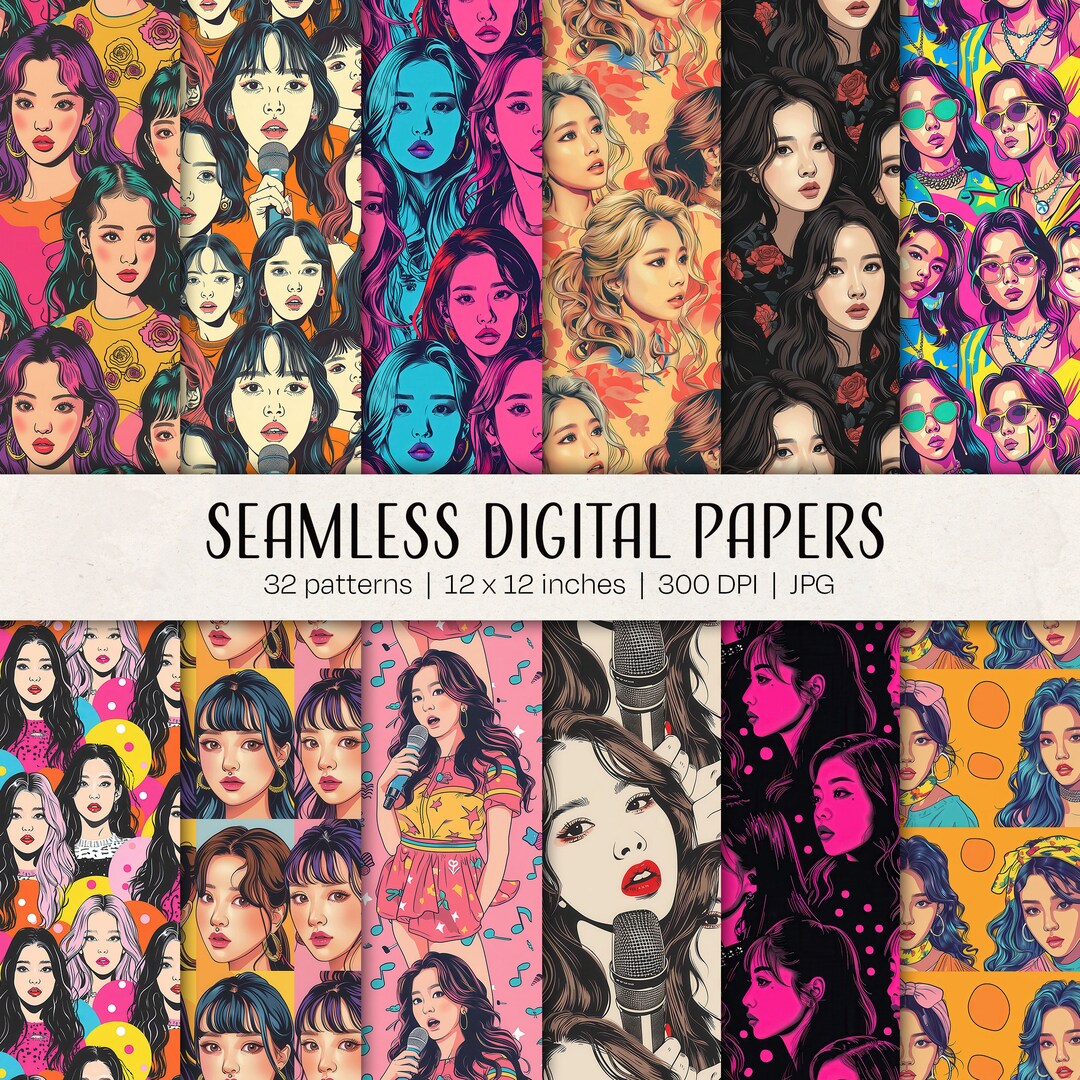 Korean Girl Band Background, K-pop Background, Cute Kpop Pattern, Korea ...