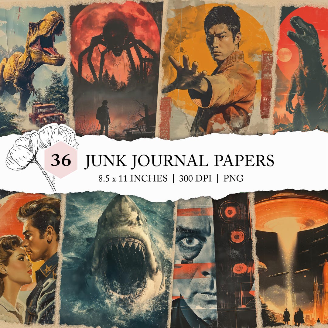 Vintage Movie Journal Pages, Retro Movie Prints, Movie Night Digital ...