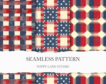 4th of July, Patriotic, Red White and Blue Pattern - Etsy