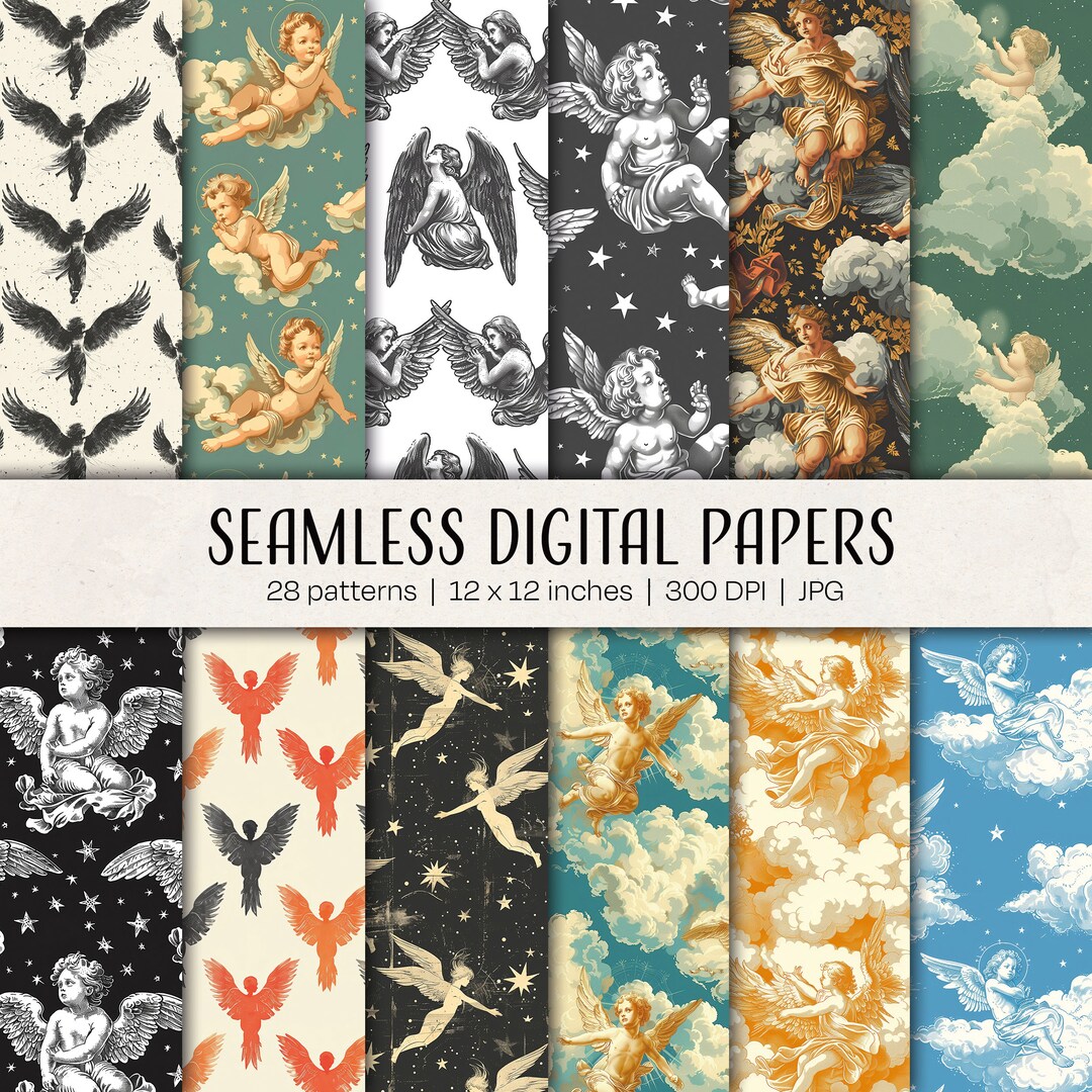 Angelic Background Pattern, Seamless Angel Pattern, Arch Angel ...