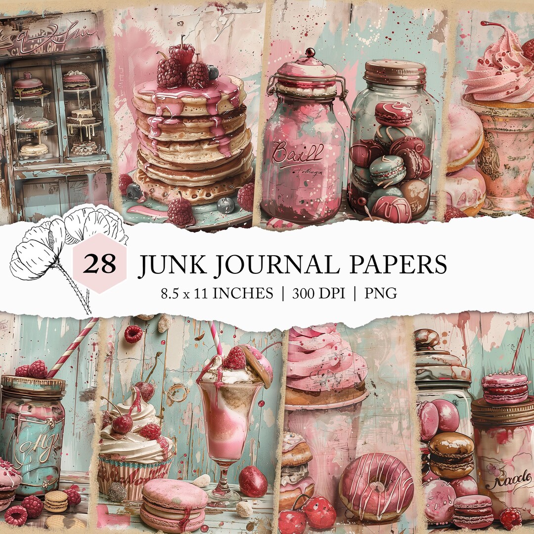 Vintage Sweet Shop Junk Journal Pages, Sweets Printable Paper, French ...