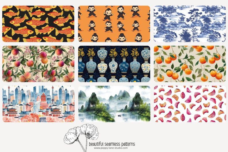 China digital paper, assorted Chinese backgrounds, seamless China ...