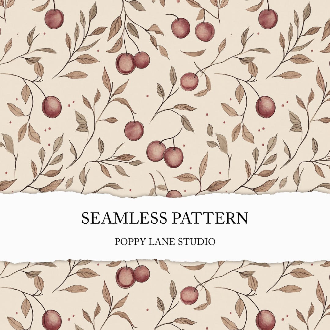 Seamless Red Berry Pattern, Beige Cherry Background, Cherry Seamless ...