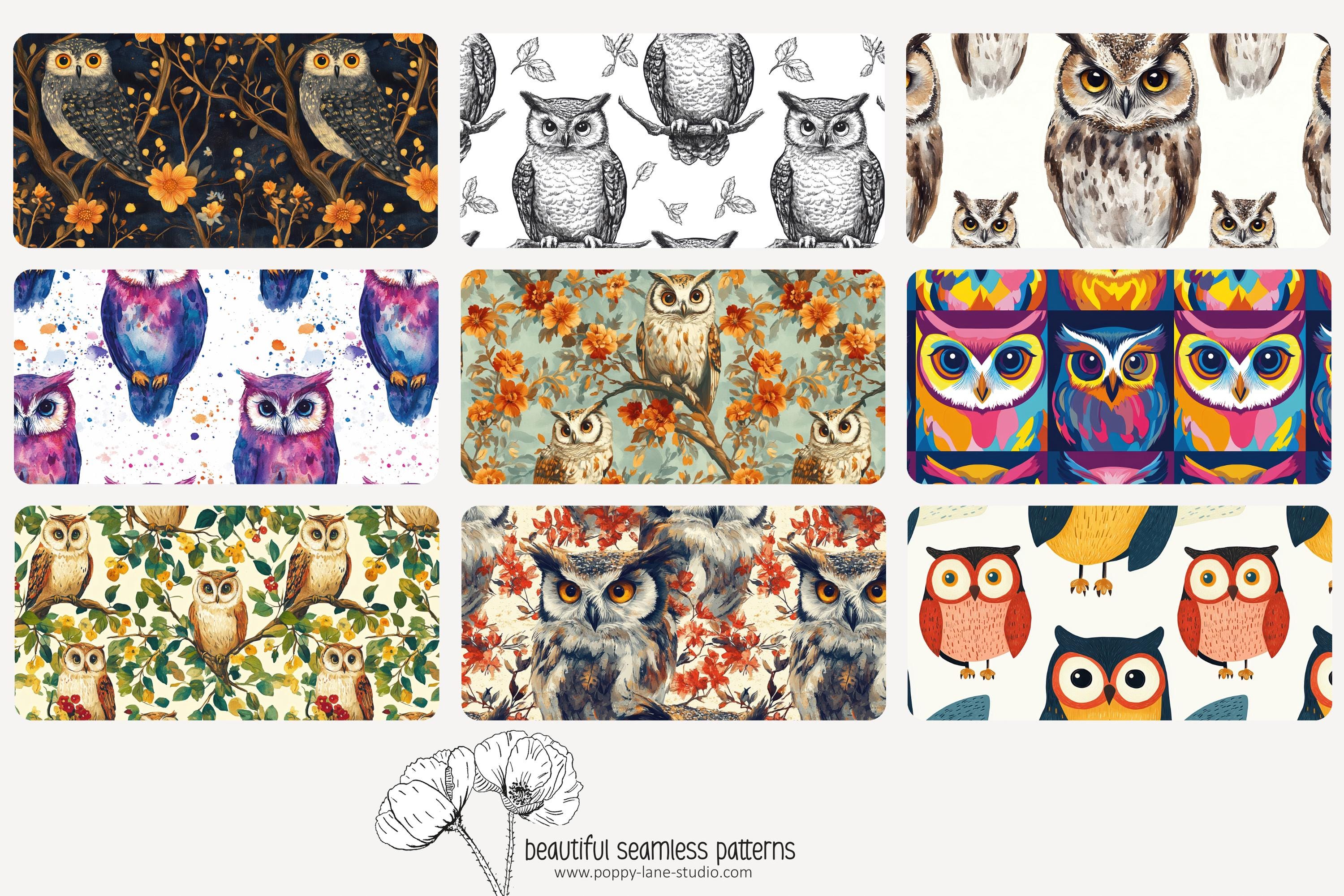 Owl Background, Seamless Owl Pattern, Cute Owl Collection, Owl Digital ...