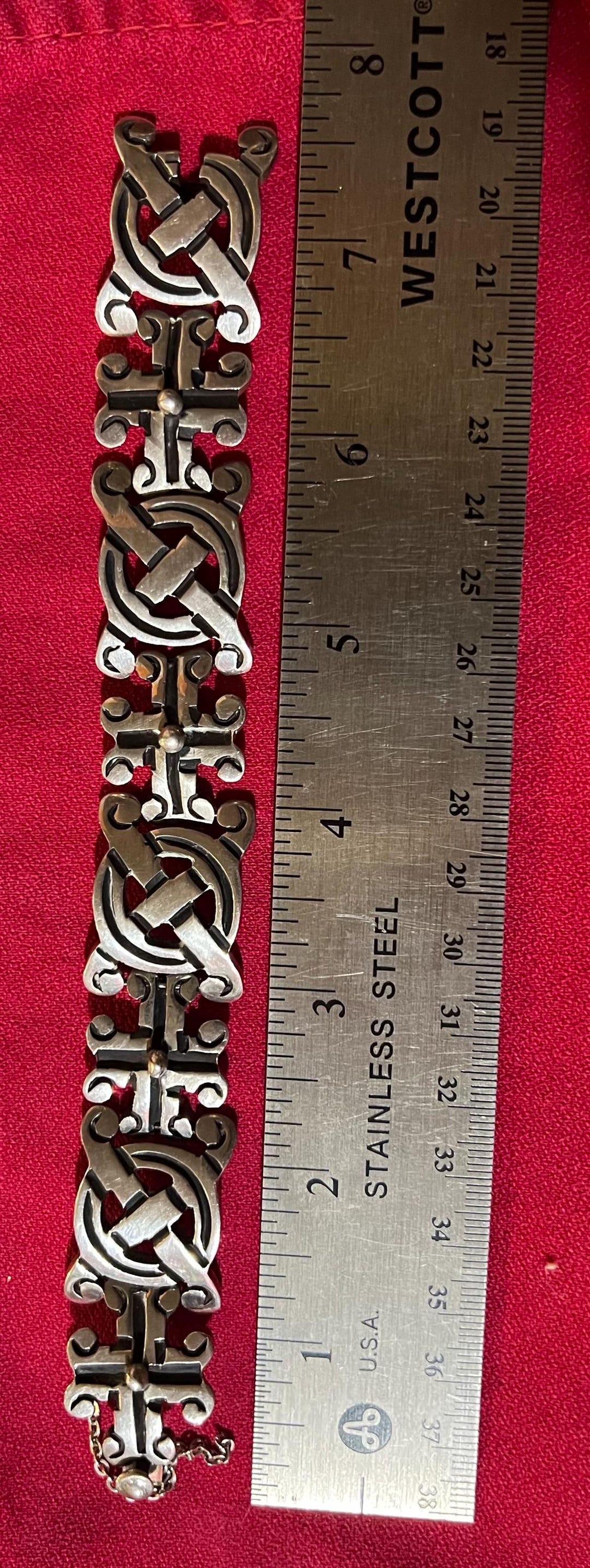 Heavy Mexican Sterling Silver Bracelet Marked “taxco Sterling 929 ATA ...