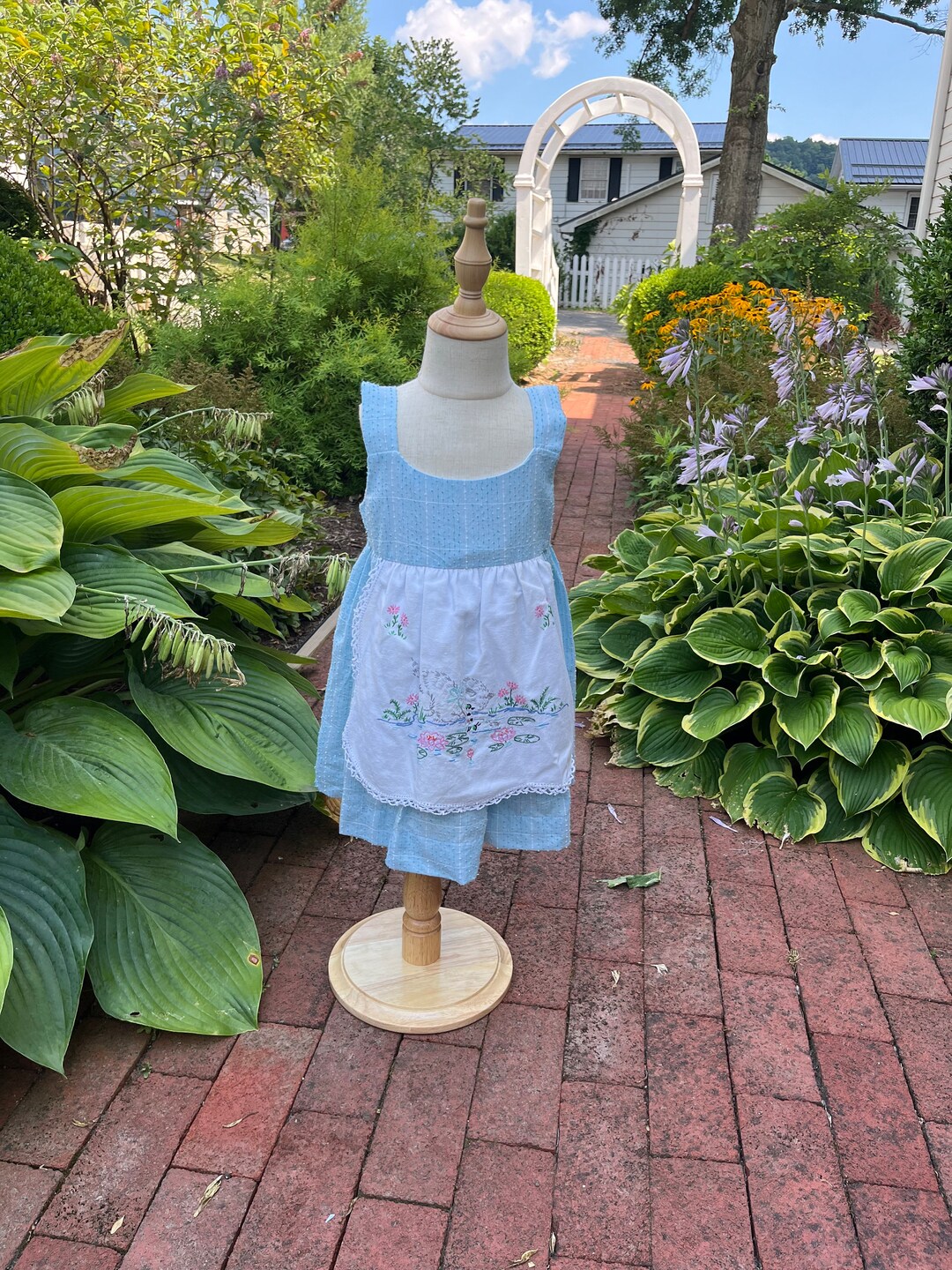 Light Blue Sundress 4T With Vintage Dresser Scarf Apron - Etsy