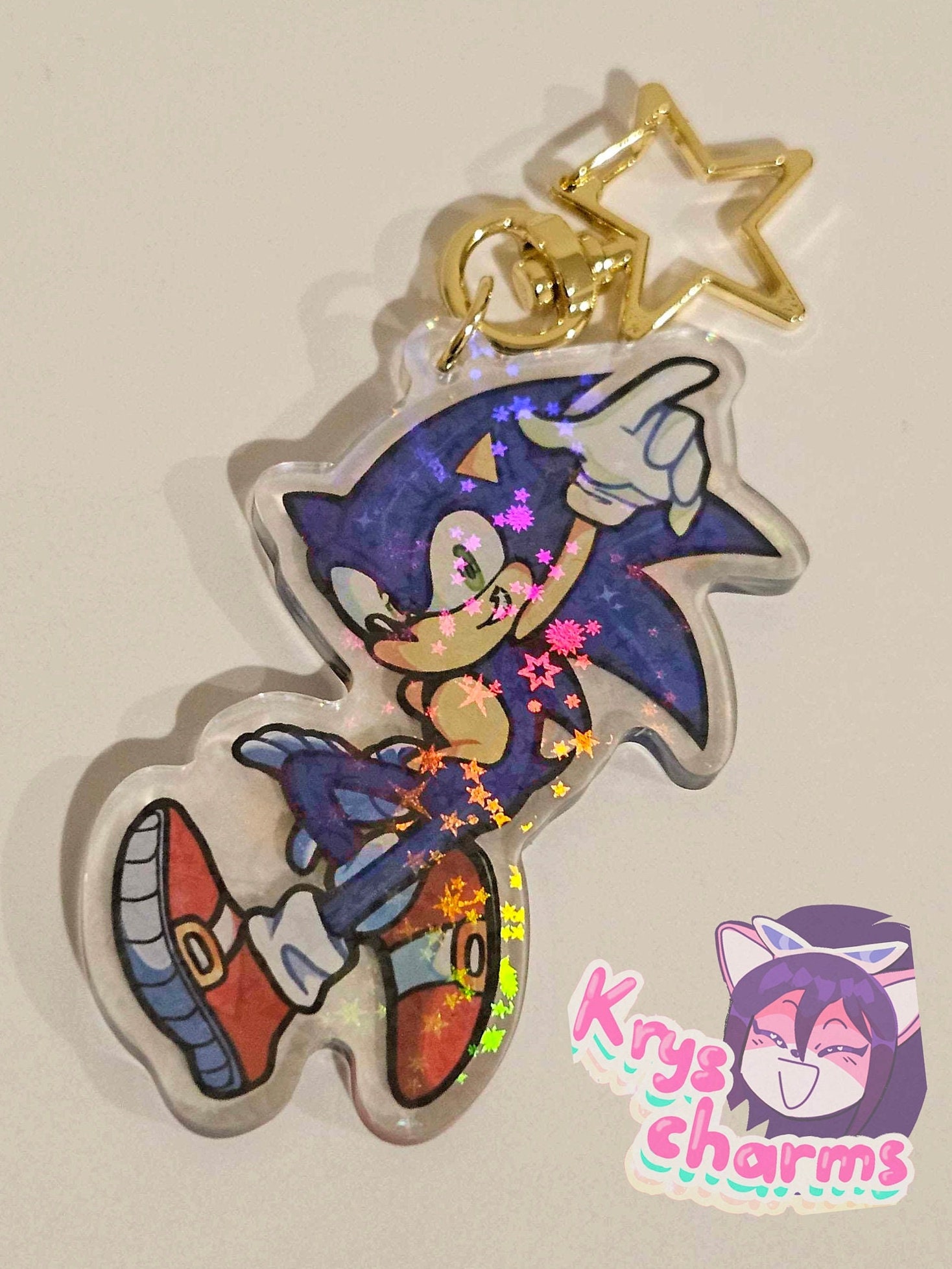 Sonic 3 Inch Holographic Star Clear Acrylic Charm / Keychain - Etsy