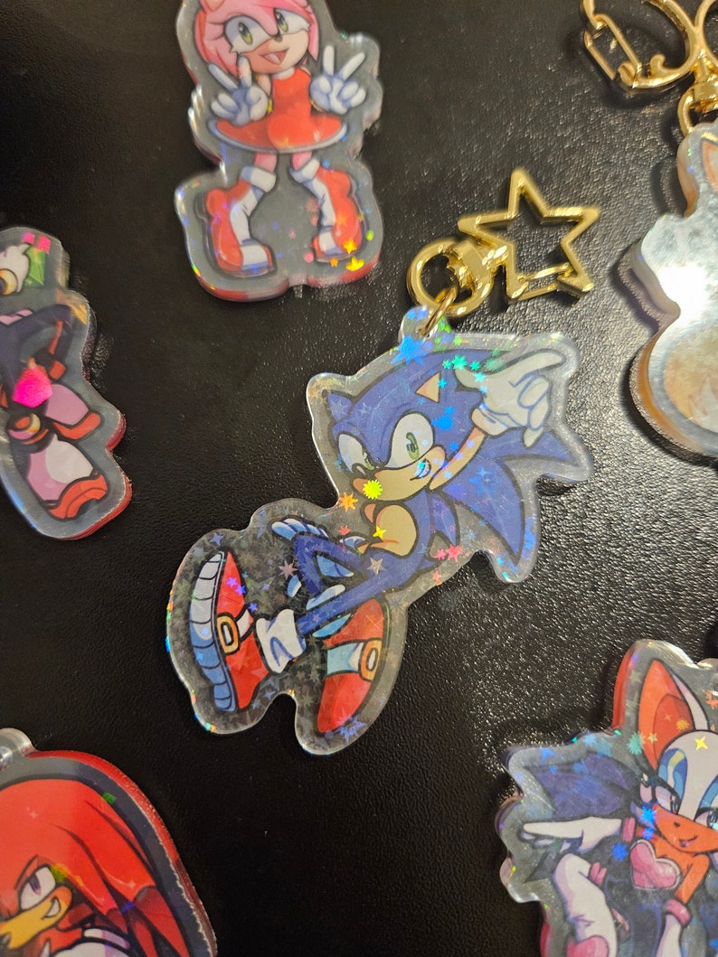 Sonic 3 Inch Holographic Star Clear Acrylic Charm / Keychain - Etsy