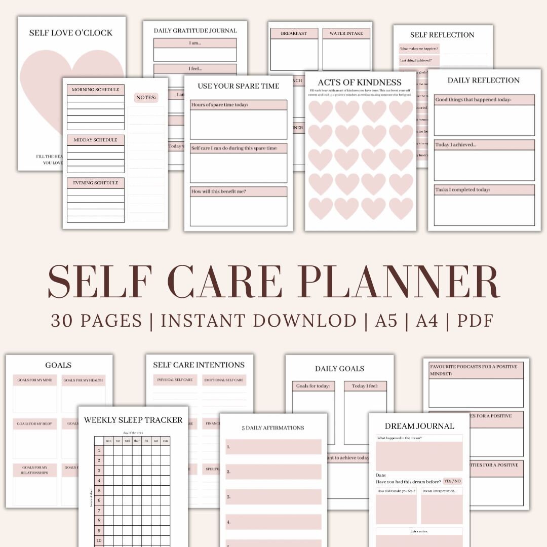 SELF CARE PLANNER - Digital Download Template - Etsy