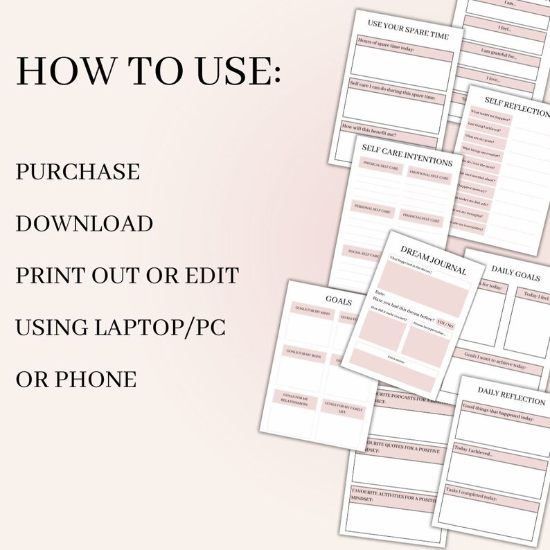 SELF CARE PLANNER - Digital Download Template - Etsy