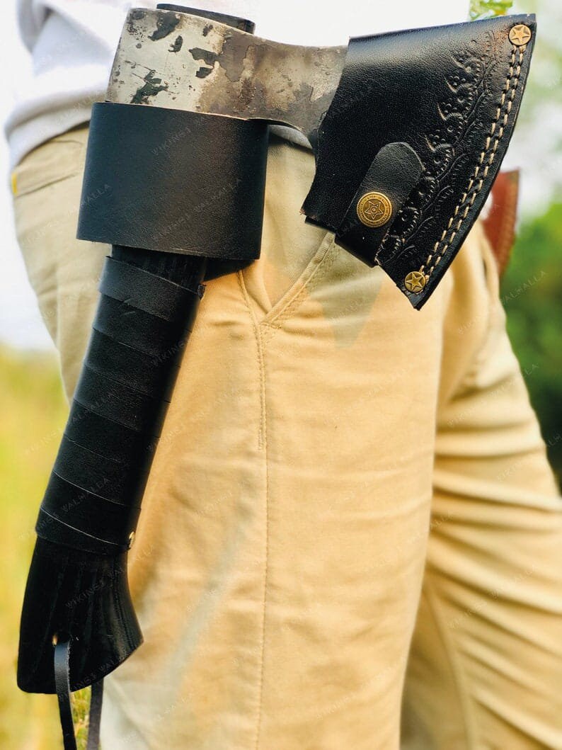 Handmade Throwing Hatchet Hunting Axe With Personalized Engraved Wooden ...