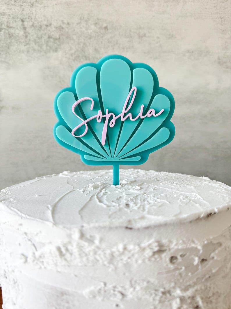 Custom Name Seashell Birthday Cake Topper, Seashell Cake Topper ...