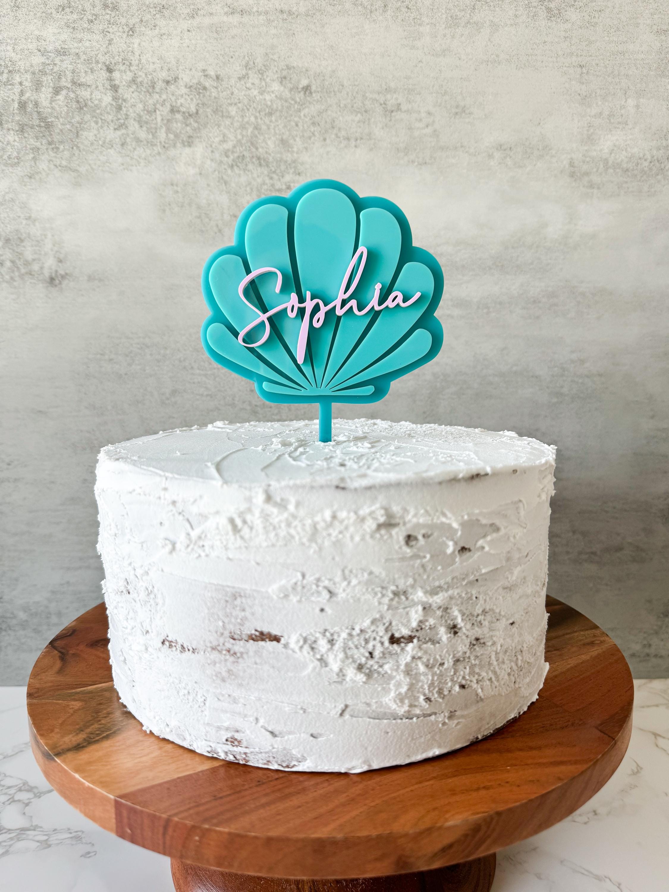 Custom Name Seashell Birthday Cake Topper, Seashell Cake Topper ...