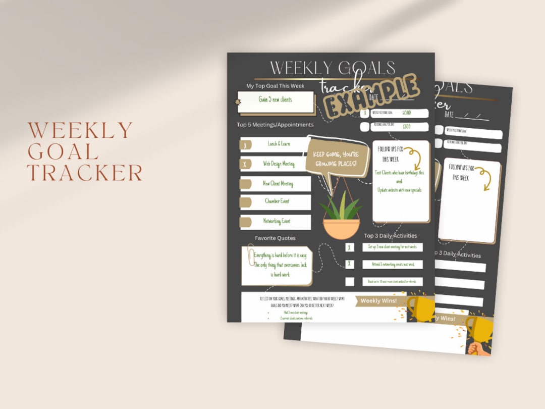 Printable Weekly Goal Tracker - Etsy