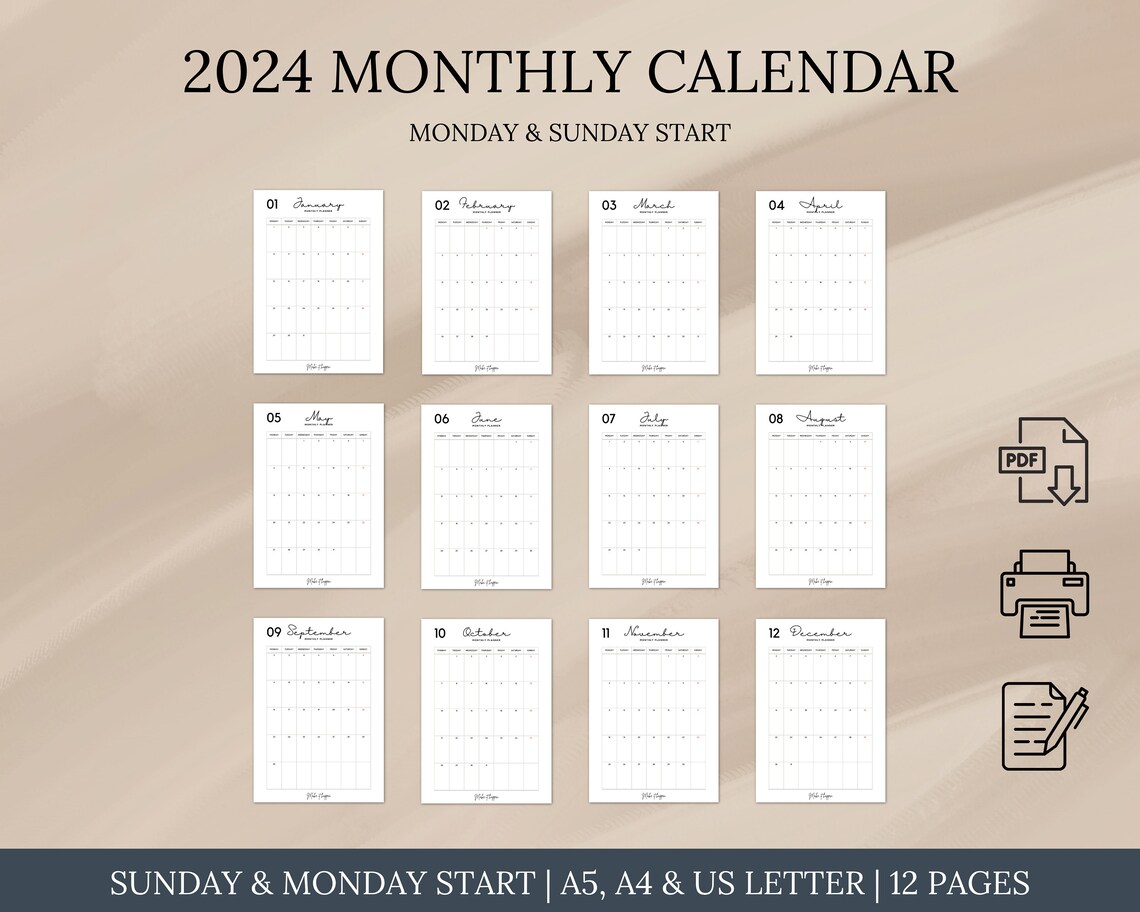 2024 Calendar 2024 Monthly Planner Elegant Monthly Calendar Sunday ...