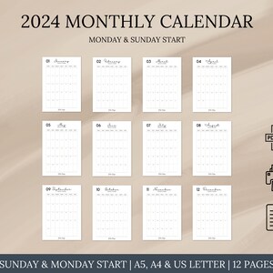 2024 Calendar 2024 Monthly Planner Elegant Monthly Calendar Sunday ...