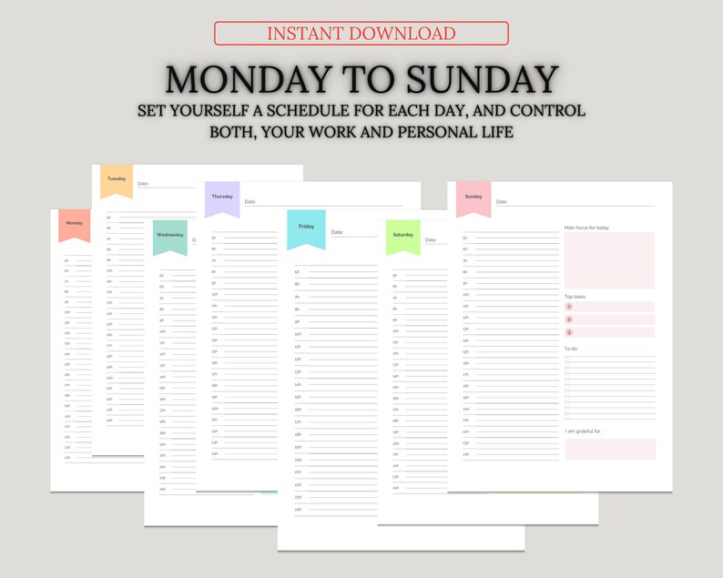 24 Hour Daily Planner Printable, Hourly Planner, Military Time Plan ...