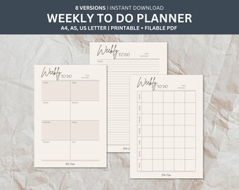 Weekly to Do List Printable, Weekly Task List Template, Weekly Planner ...